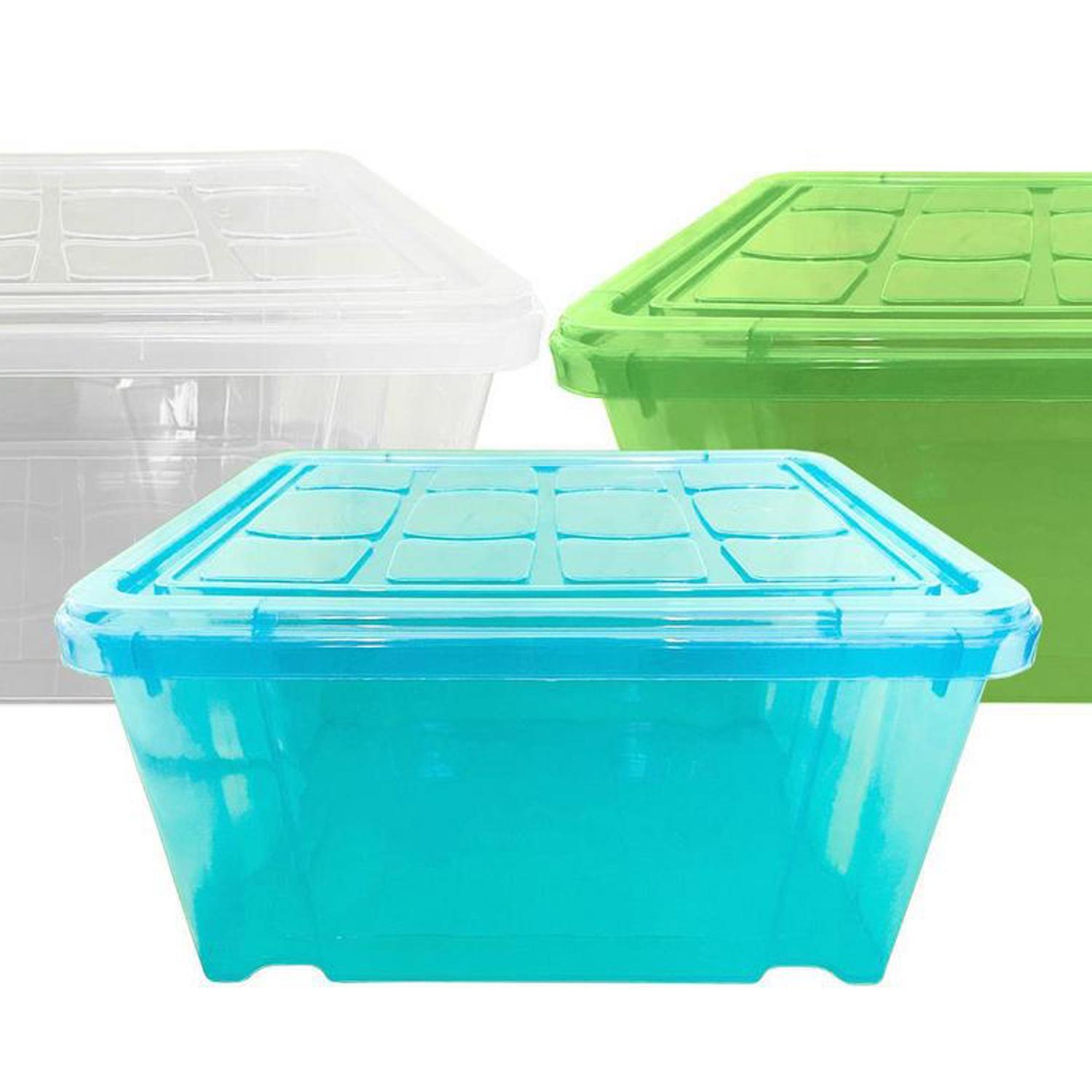 Set 3 Cajas 37x27x48 cm 30 l Verde, celeste, blanco | Sodimac - Falabella