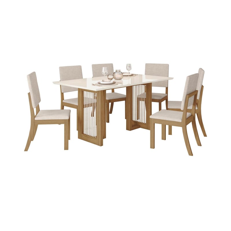 Comedor Yara 6 Sillas Mesa Rectangular 90x80x160 cm Nogal/blanco ...