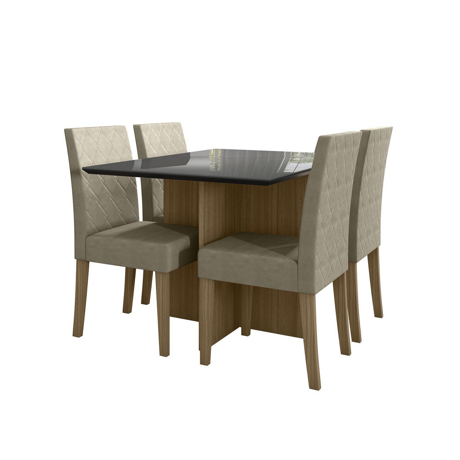 Juego de Comedor Hilt 4 Sillas Mesa Rectangular 90x80x120 cm Nogal ...