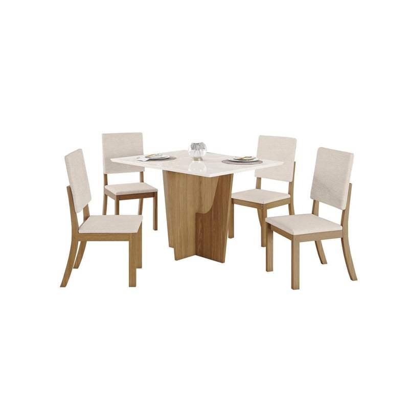 Comedor Jambi 4 Sillas Mesa Rectangular 80x80x120 cm Nogal/blanco | Sodimac - Falabella