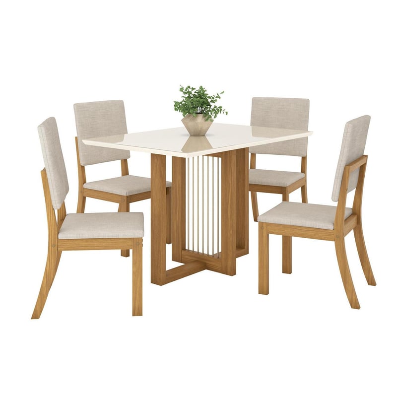 Juego de Comedor Mill 4 Sillas Mesa Rectangular 90x80x120 cm Nogal ...