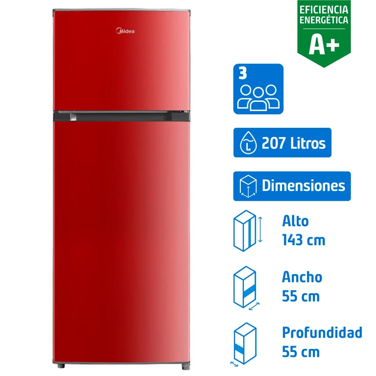 Refrigerador Top Freezer Frío Directo 207 Litros Rojo MDRT294FGE13 ...