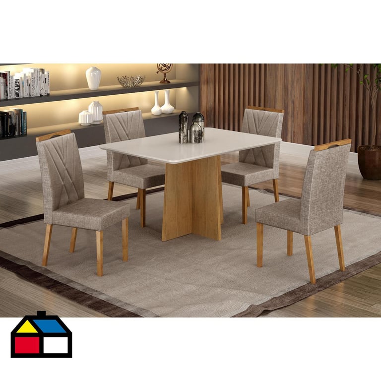 Comedor Jade 4 Sillas Mesa Rectangular 80x78x120 cm Café/Blanco ...