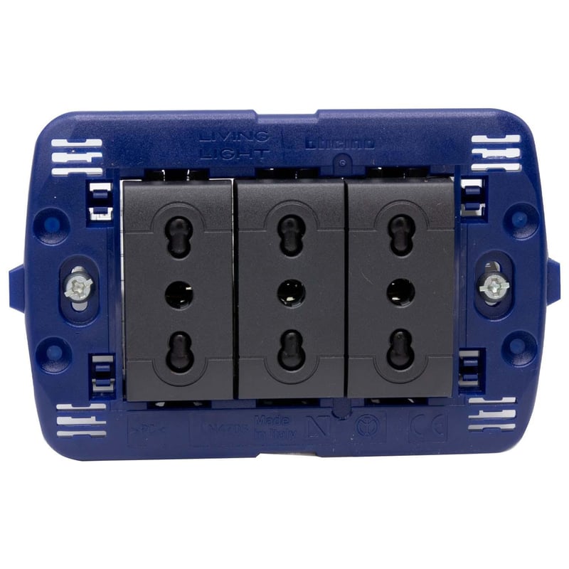 Placa semi armada Living Light tomacorriente triple 10/16A color ...