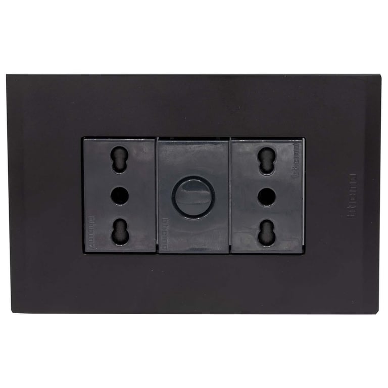 Placa armada Nóbile tomacorriente doble 10/16A color negro | Sodimac ...