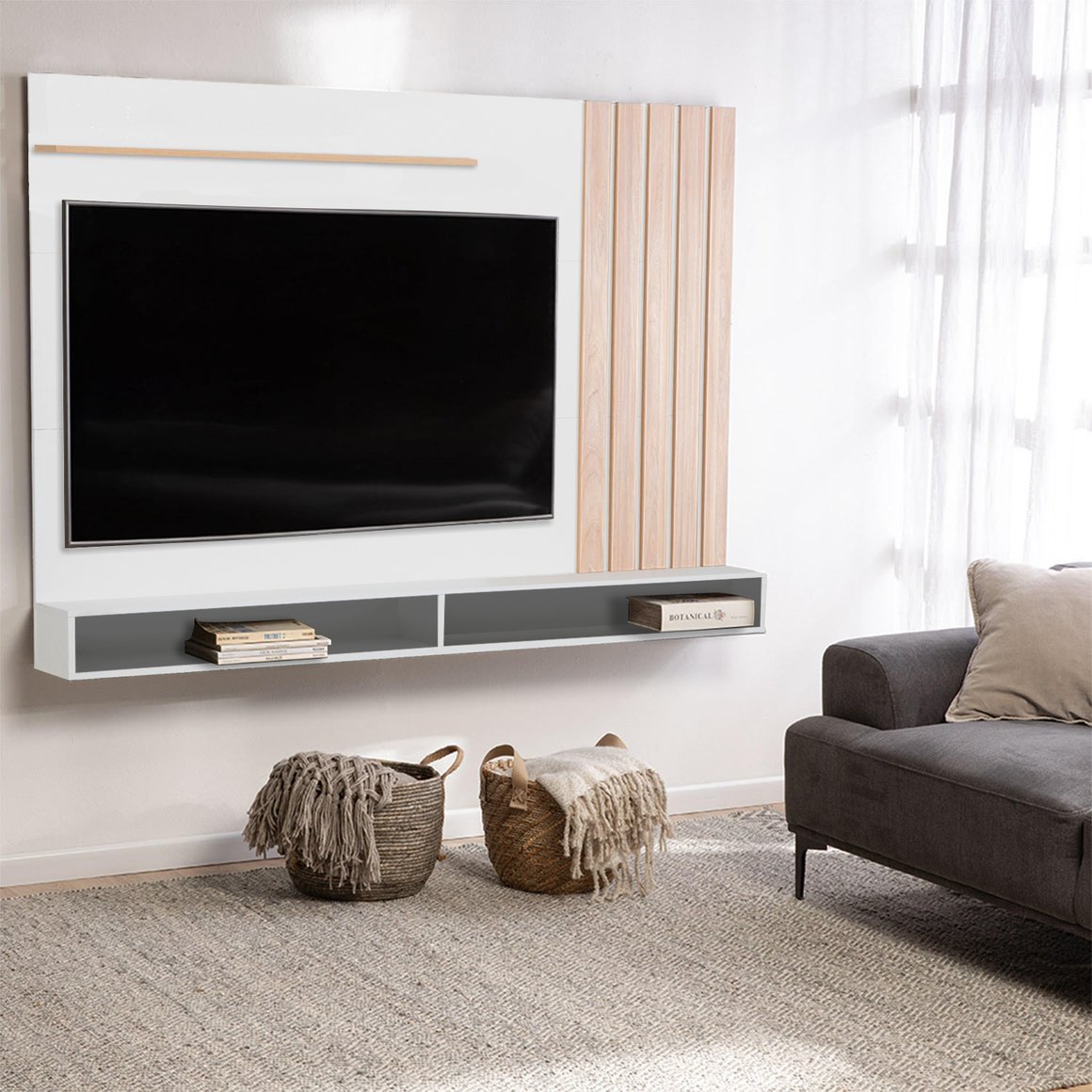 Panel TV Dalí Blanco/Olmo Alpino 70 " 180x130x24,5 cm | Sodimac - Falabella