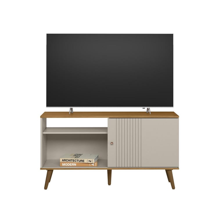 Rack TV Deza Nogal/Blanco 50 " 120x64x36 cm | Sodimac Chile