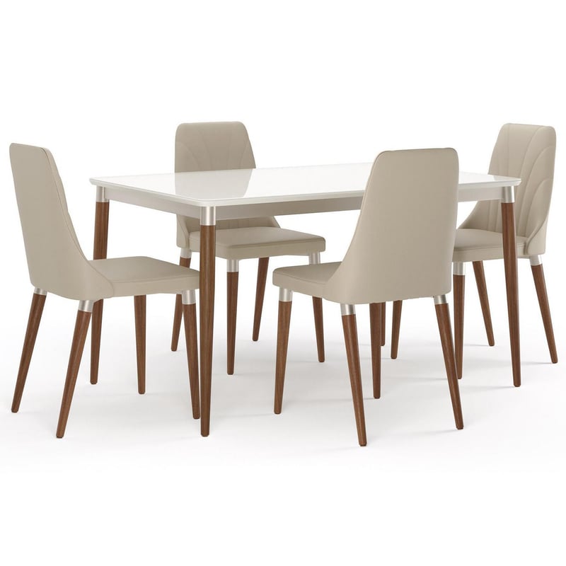 Comedor Abbey 4 Sillas Mesa Rectangular 90x134x76 cm Café/Blanco ...