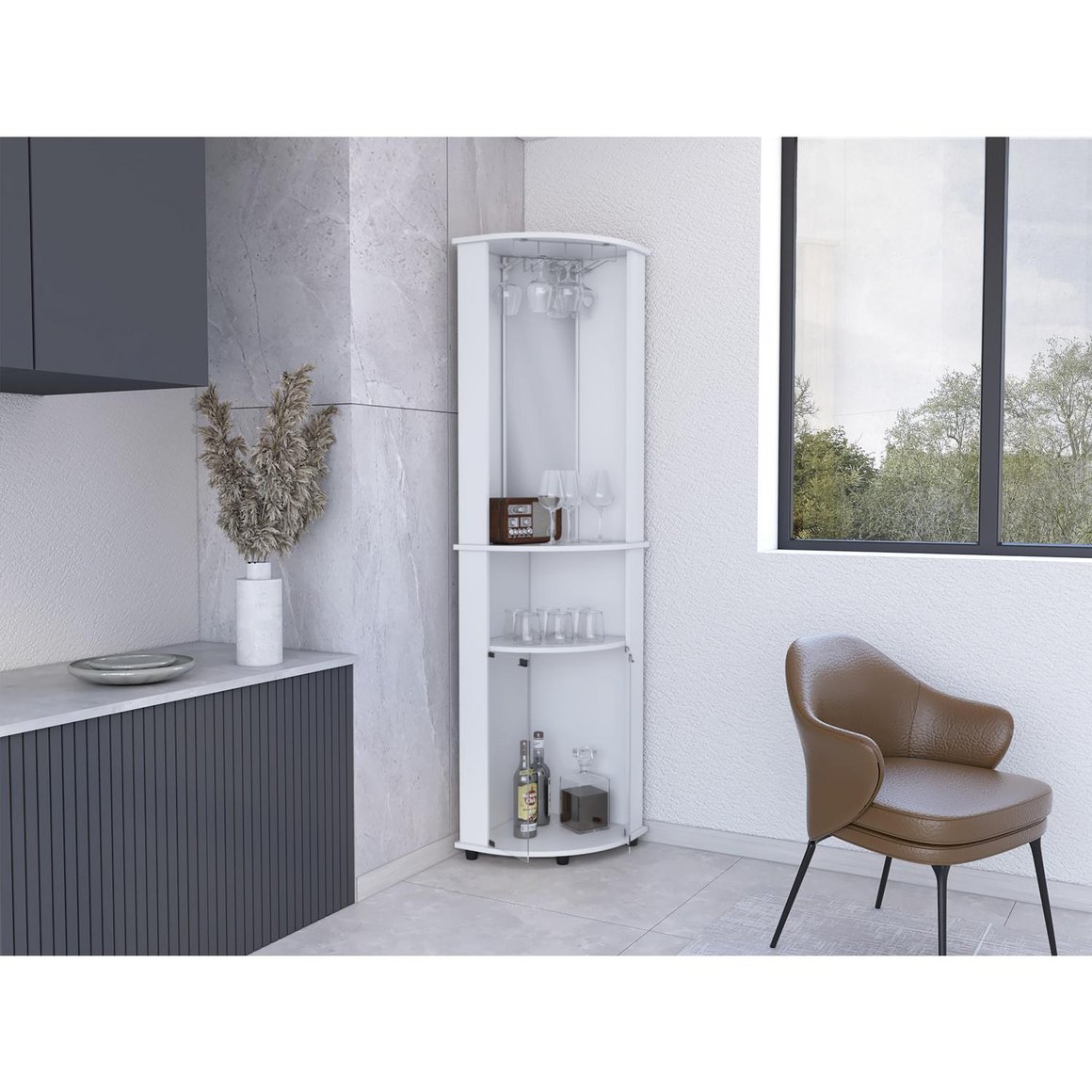 Bar Esquinero Chicago 45x189.9x45 cm Blanco | Sodimac - Falabella