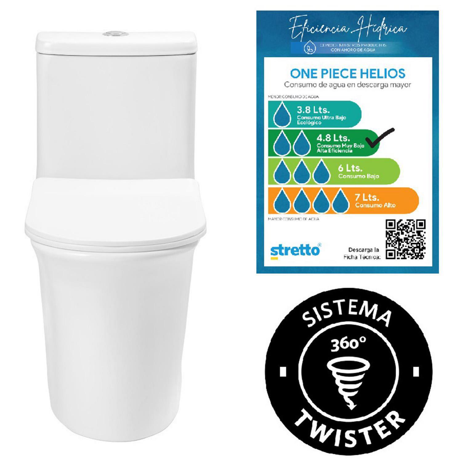 Sanitario One piece a Piso 30,5 cm 4.8 Litros WC One Piece Helios ...