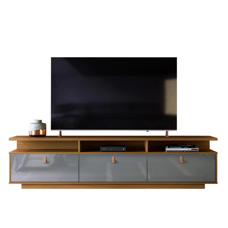 Rack TV 75"3 puertas con brazo hidraulico y ruedas café gris cinza ...