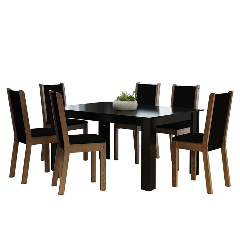 Comedor 6 Sillas Rectangular 75x76x136 cm Negro | Sodimac - Falabella