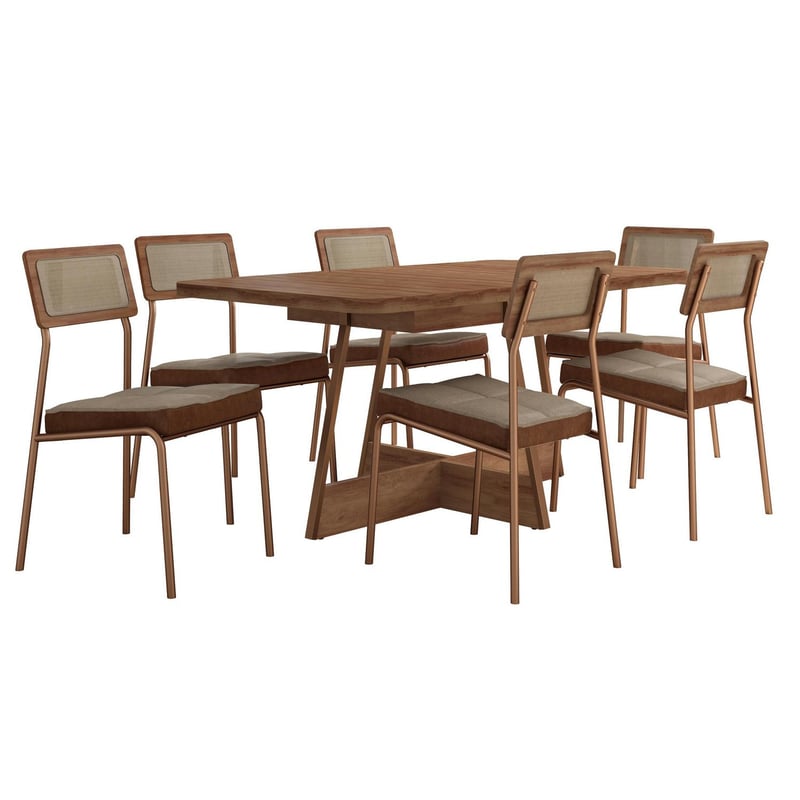 Comedor 6 Sillas Rectangular 90x75,5x155 cm Café | Sodimac - Falabella