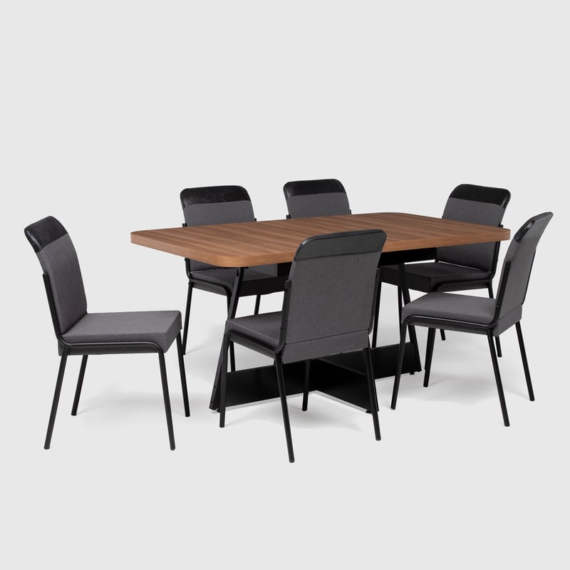 Comedor Rio 6 Sillas Mesa Rectangular 90x75,5x155 cm Café/Negro ...