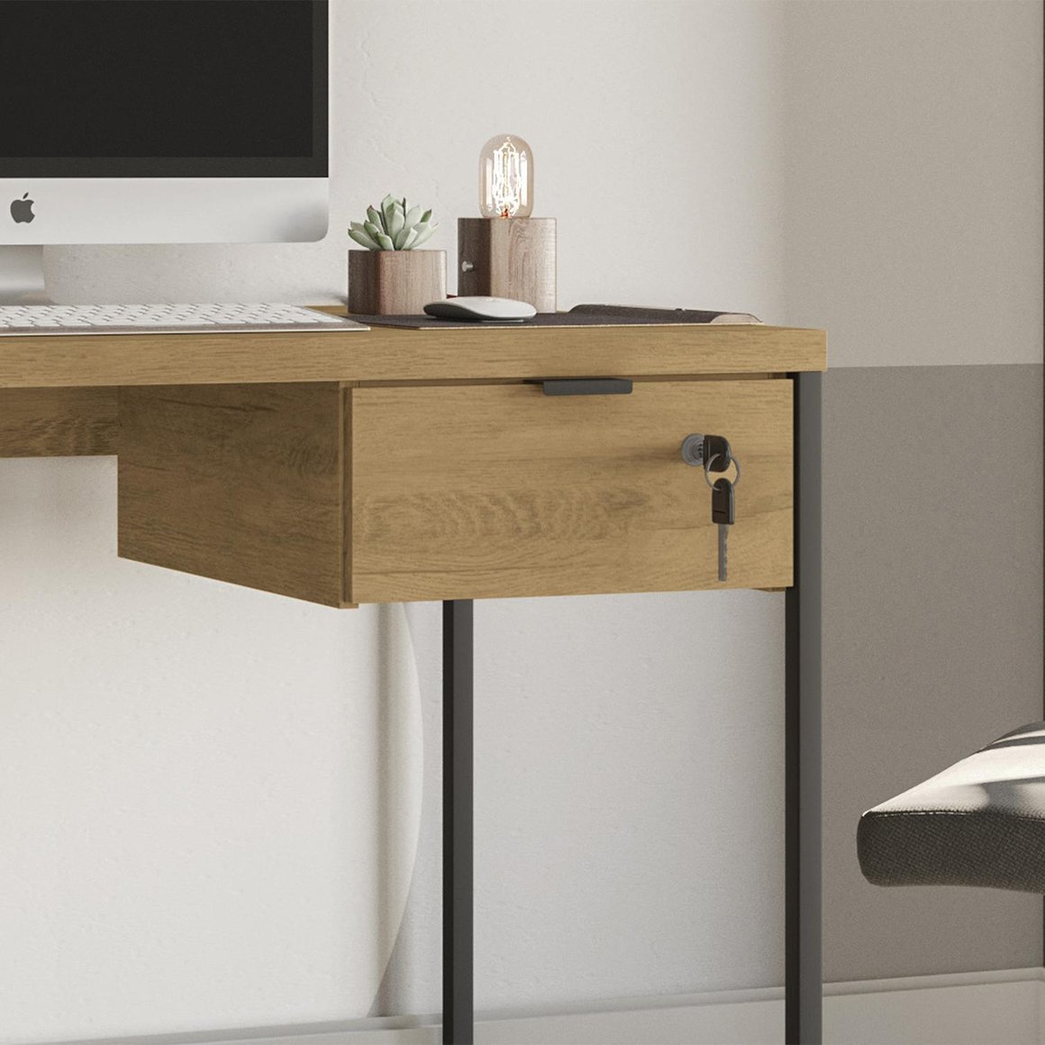 Cajón para escritorio office con llave castaño | Sodimac - Falabella