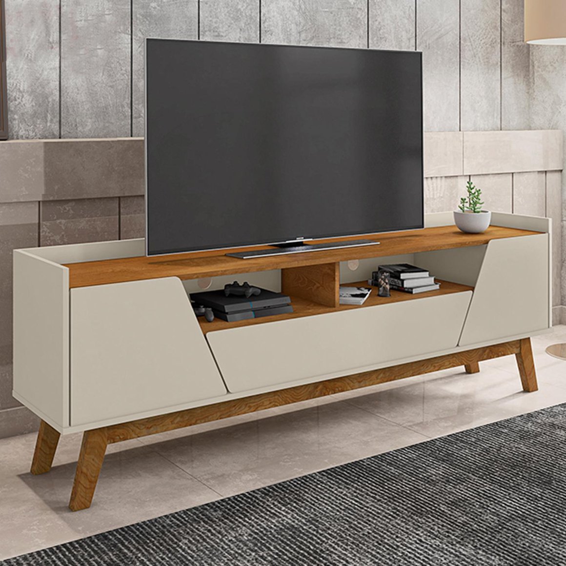 Rack TV 70 " Florencia Blanco invierno 180x60x36 cm | Sodimac - Falabella