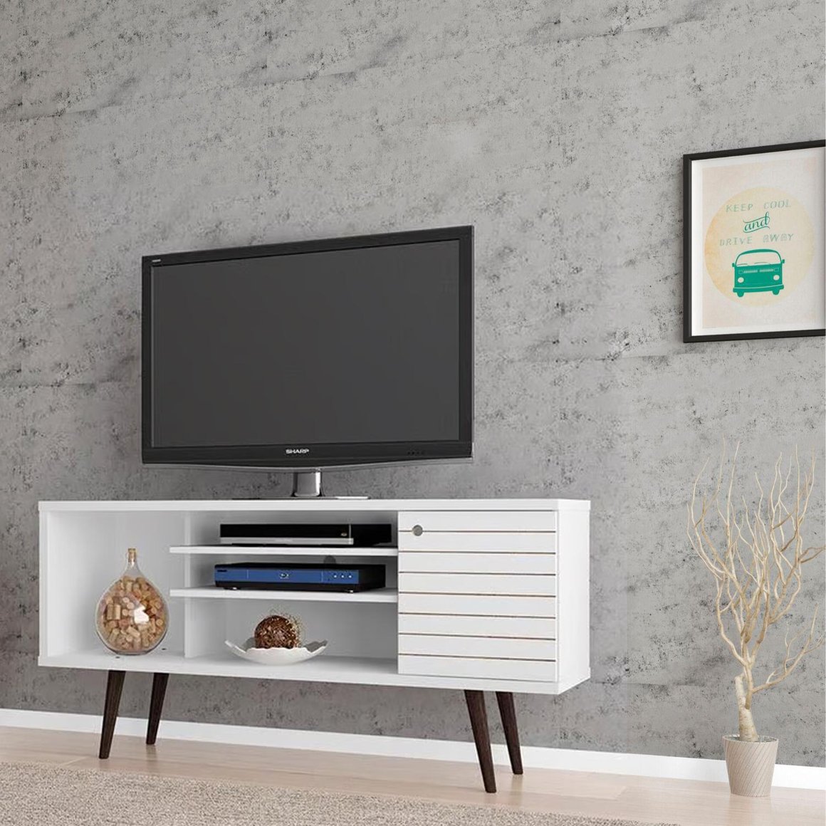 Rack TV 55 " Safira Blanco 135x68x36 cm | Sodimac - Falabella