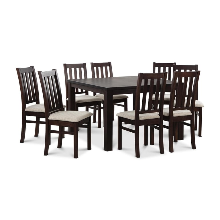 Juego de Comedor Ñuble 8 Sillas Mesa Cuadrada 120x77x120 cm Café ...