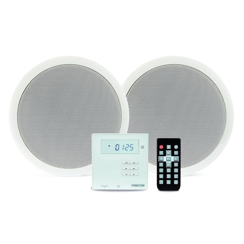 Kit Audio completo 2 parlantes x 10W Bluetooth USB SD MP3 RADIO Control ...