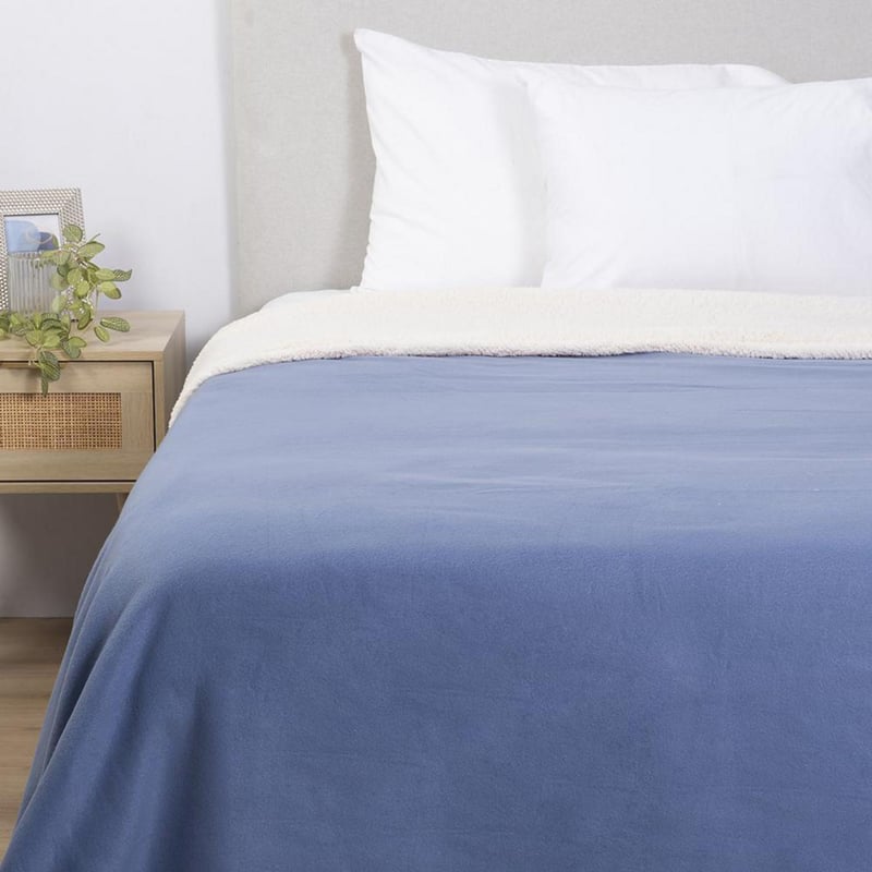 Frazada Polar-Sherpa Lisa 2 Plazas Azul | Sodimac - Falabella