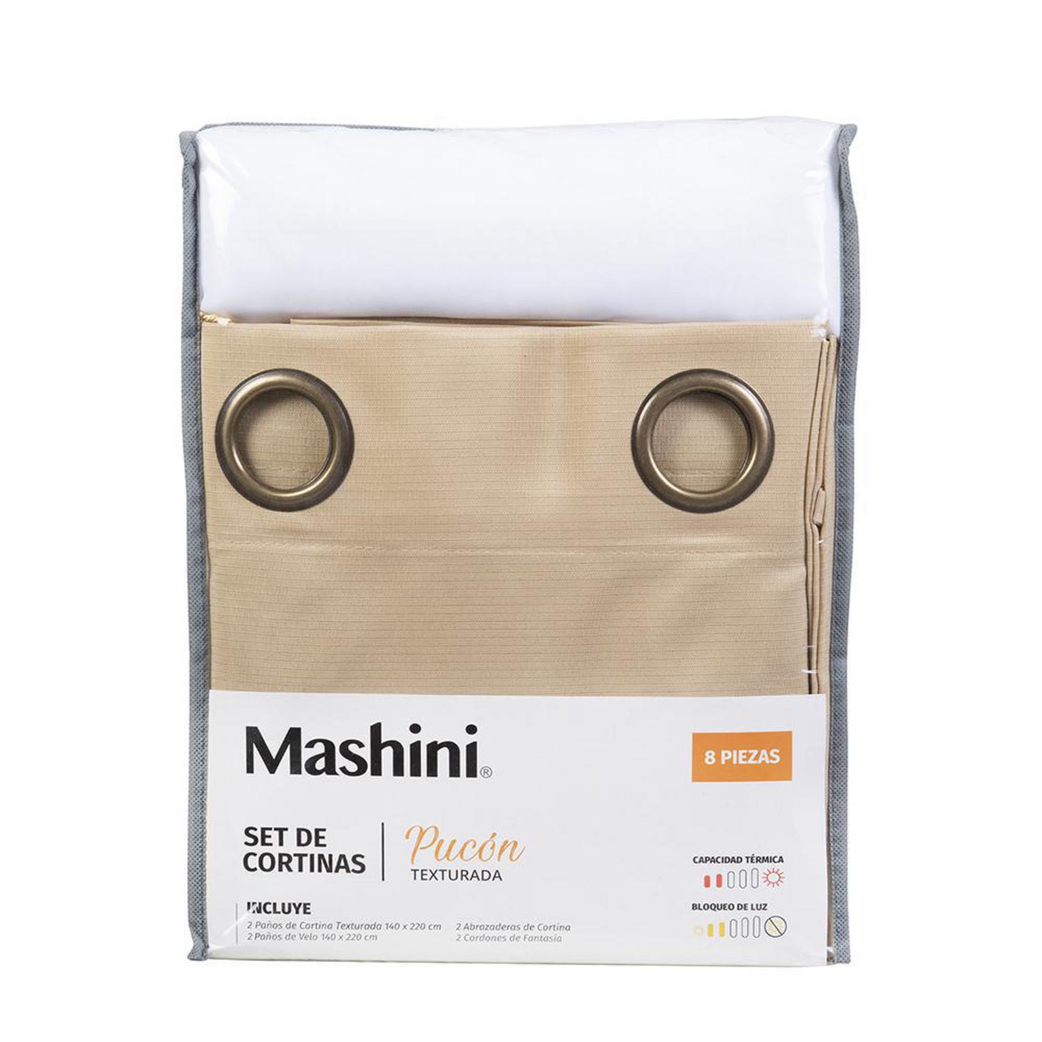 Set Cortina 8 Piezas Argolla 140x220 cm Beige Pucón | Sodimac - Falabella