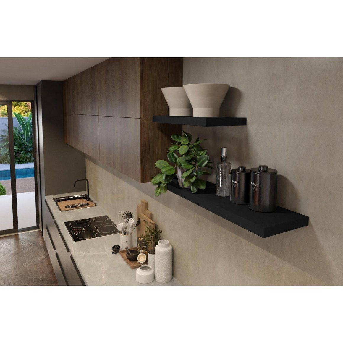 Repisa Tendenza MDP 1 Nivel(es) 60x4x25 cm Negro | Sodimac - Falabella