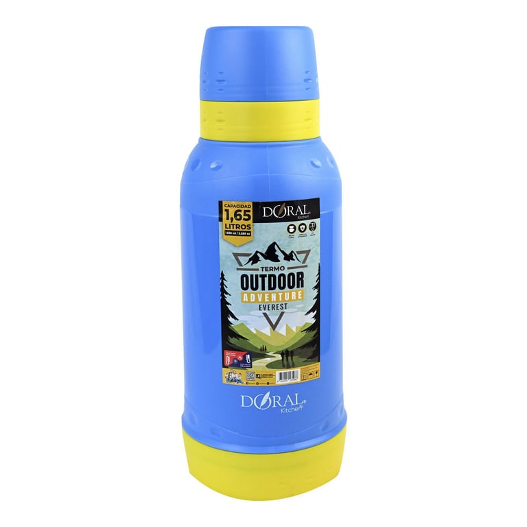 Termo outdoor con manilla y tazas 1650 ml Adventure limón | Sodimac ...