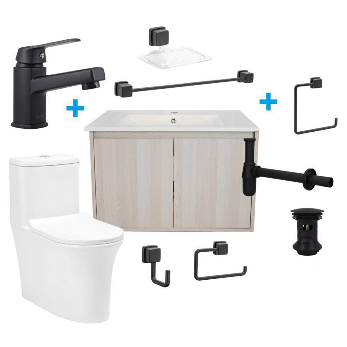 Combo Baño Black Mueble/WC One Piece/Lavamanos/Accesorios | Sodimac ...