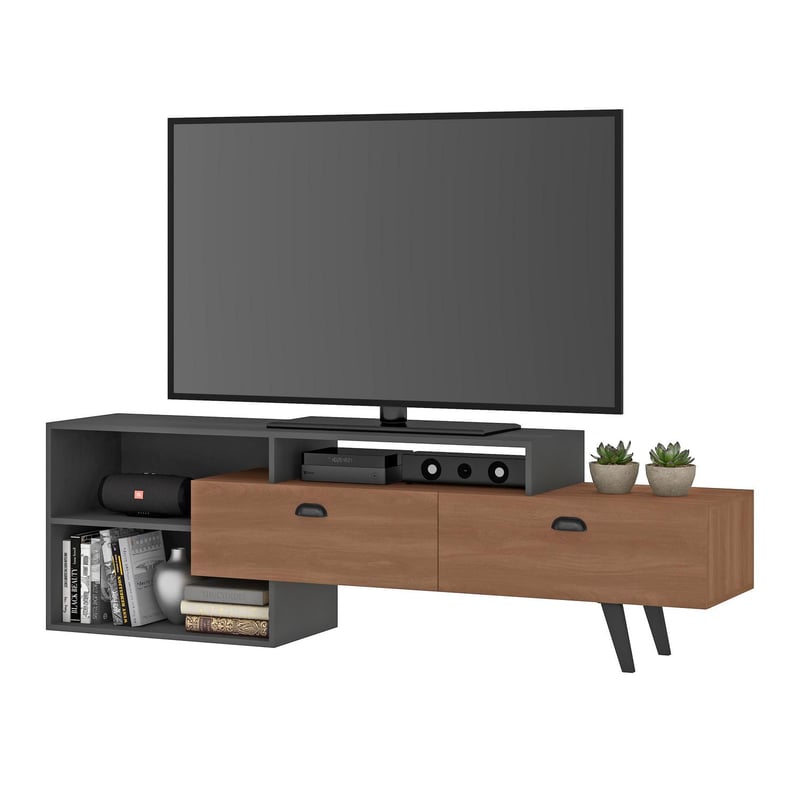 Rack TV 60 " R760GR Grafito 180x57x36 cm | Sodimac - Falabella