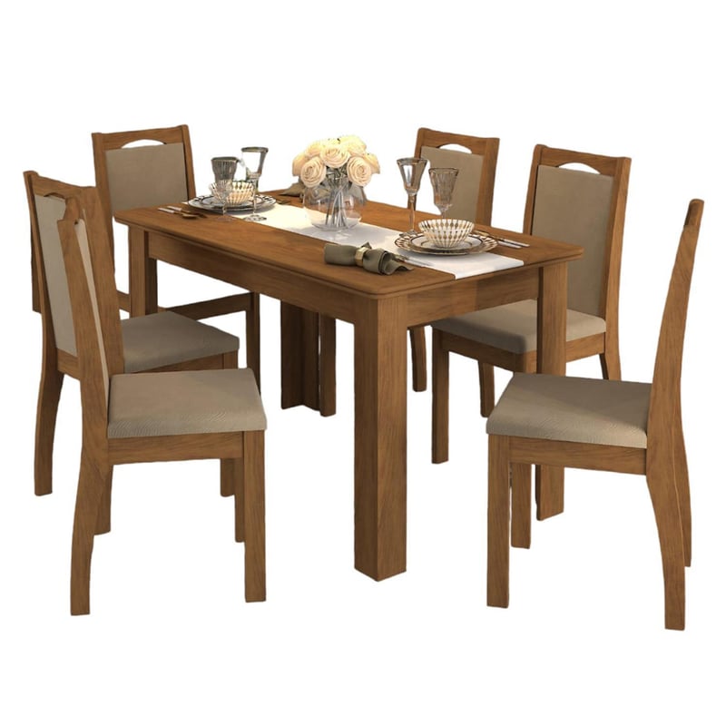 Comedor 6 Sillas Rectangular 80,4x84x136 cm Café | Sodimac - Falabella