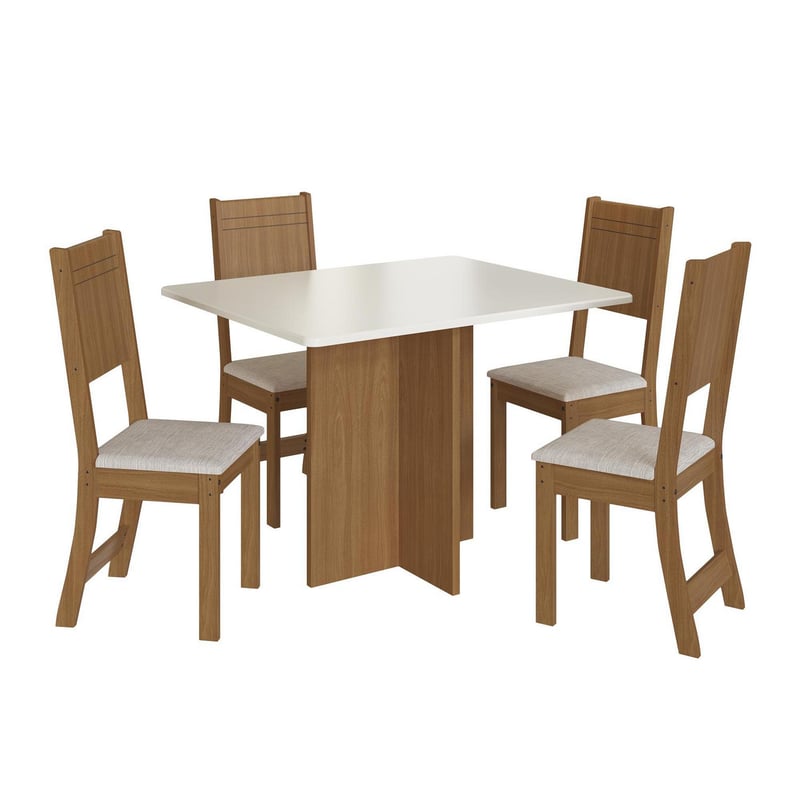 Juego de Comedor Mónaco 4 Sillas Mesa Rectangular 90x80x110 cm Blanco ...