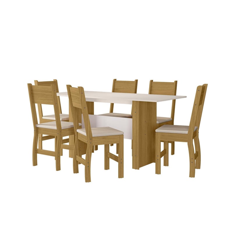 Comedor Milano 6 Sillas Mesa Rectangular 68x78x155 cm Blanco/café ...
