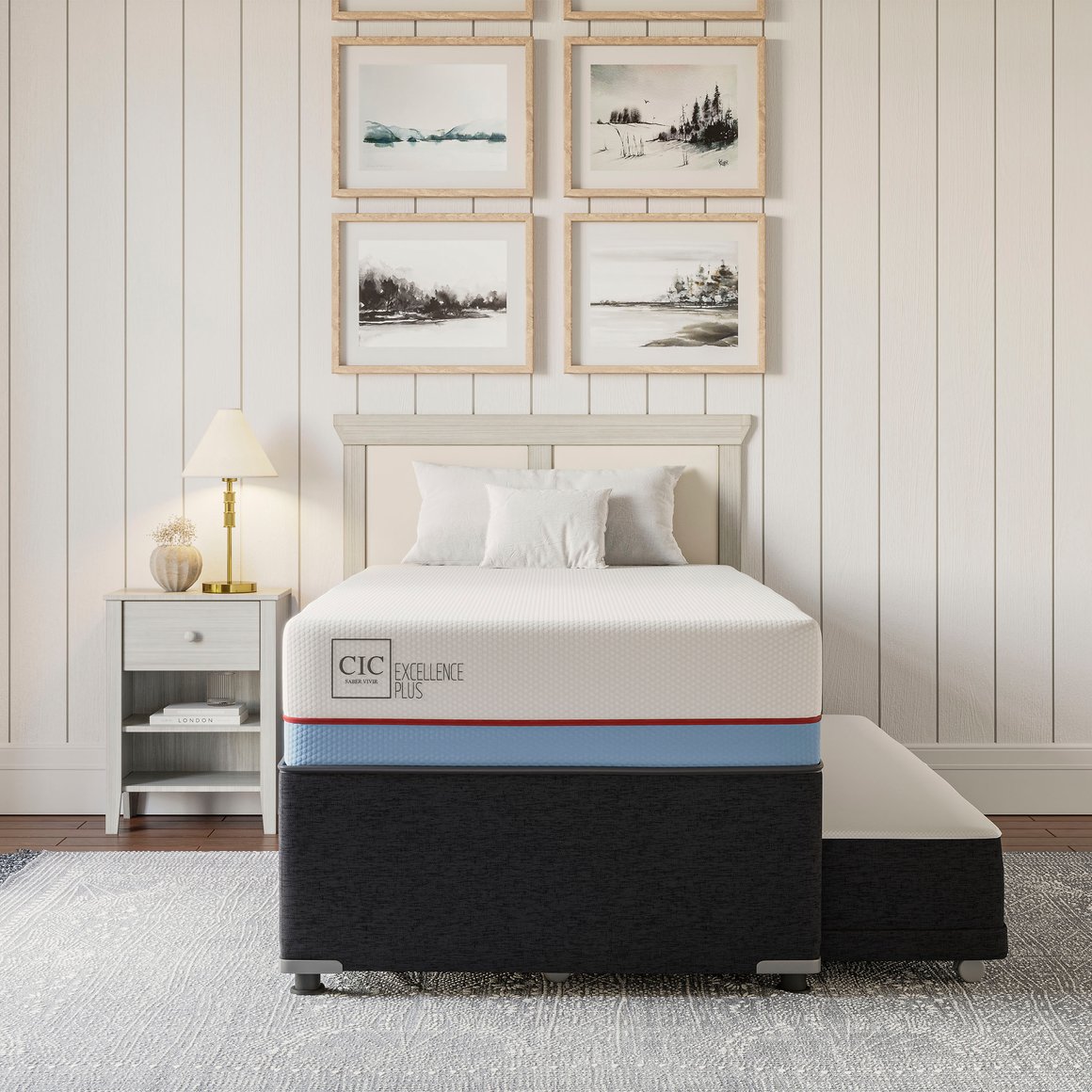 Divan Excellence Plus 1.5 plazas Azul; blanco | Sodimac - Falabella