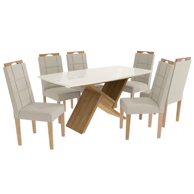 Comedor Florencia 6 Sillas Mesa Rectangular 90x75x170 cm Café/Beige ...