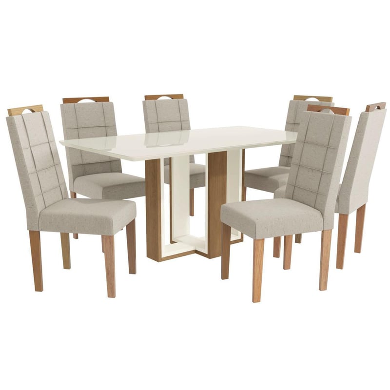 Comedor 6 Sillas Rectangular 90x75x160 cm Café/Blanco | Sodimac - Falabella