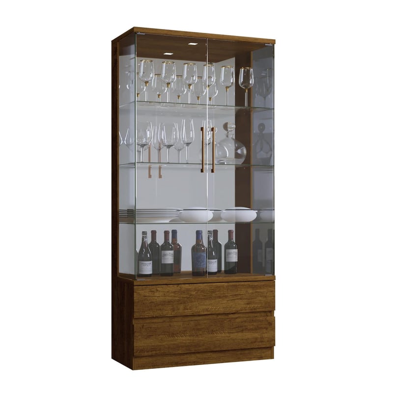 Vitrina diamante 2 puertas/vidrio 2c 184x71x36 cm café | Sodimac ...