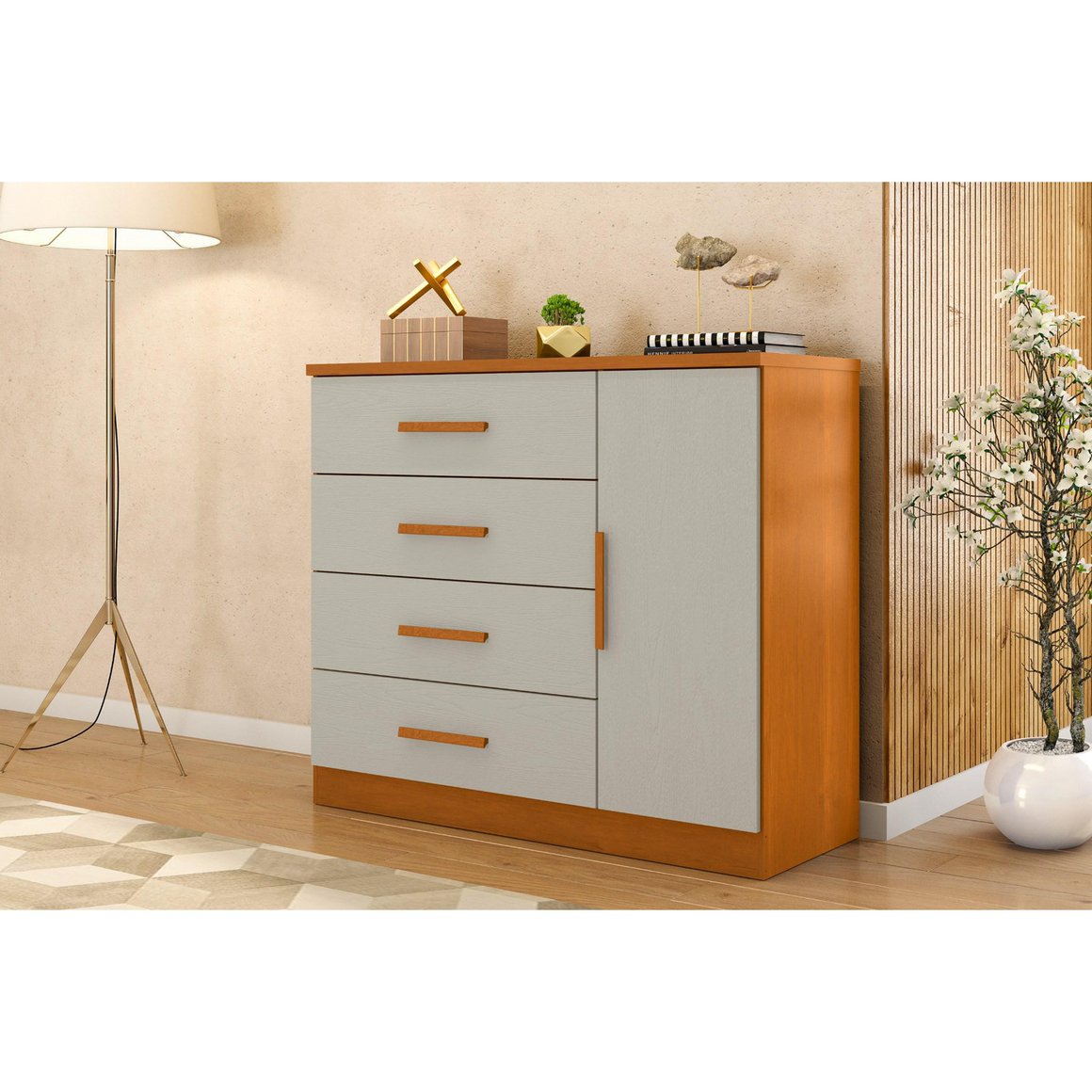 Cómoda 1 Puerta 4 Cajón 114,6x98,7x43,8 cm Arena Caramelo | Sodimac ...