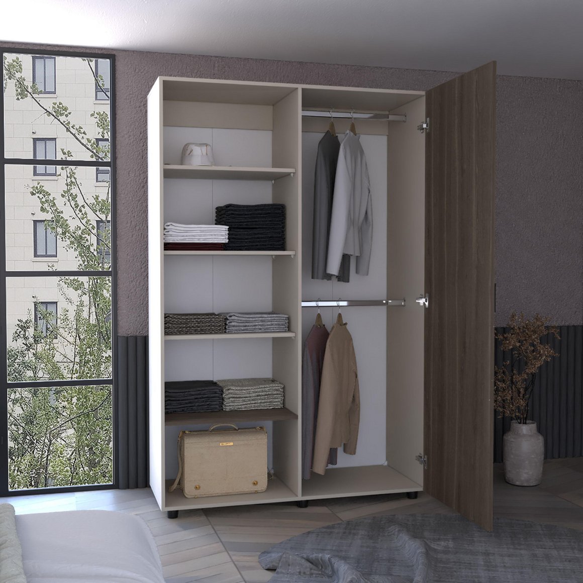 Clóset Eco-120 1 Puerta(s) 5 Repisa(s) 120xx46,9 cm Capri/Milán ...