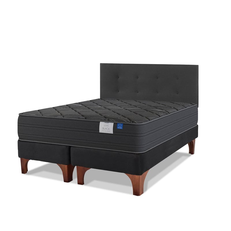 Cama Europea 2 Black Plazas Base Dividida 150x200 cm /Respaldo Royal ...