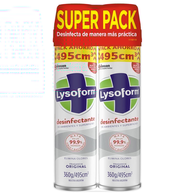 Desinfectante Aerosol Lysoform Pack x 2 Original 495 cc | Sodimac ...