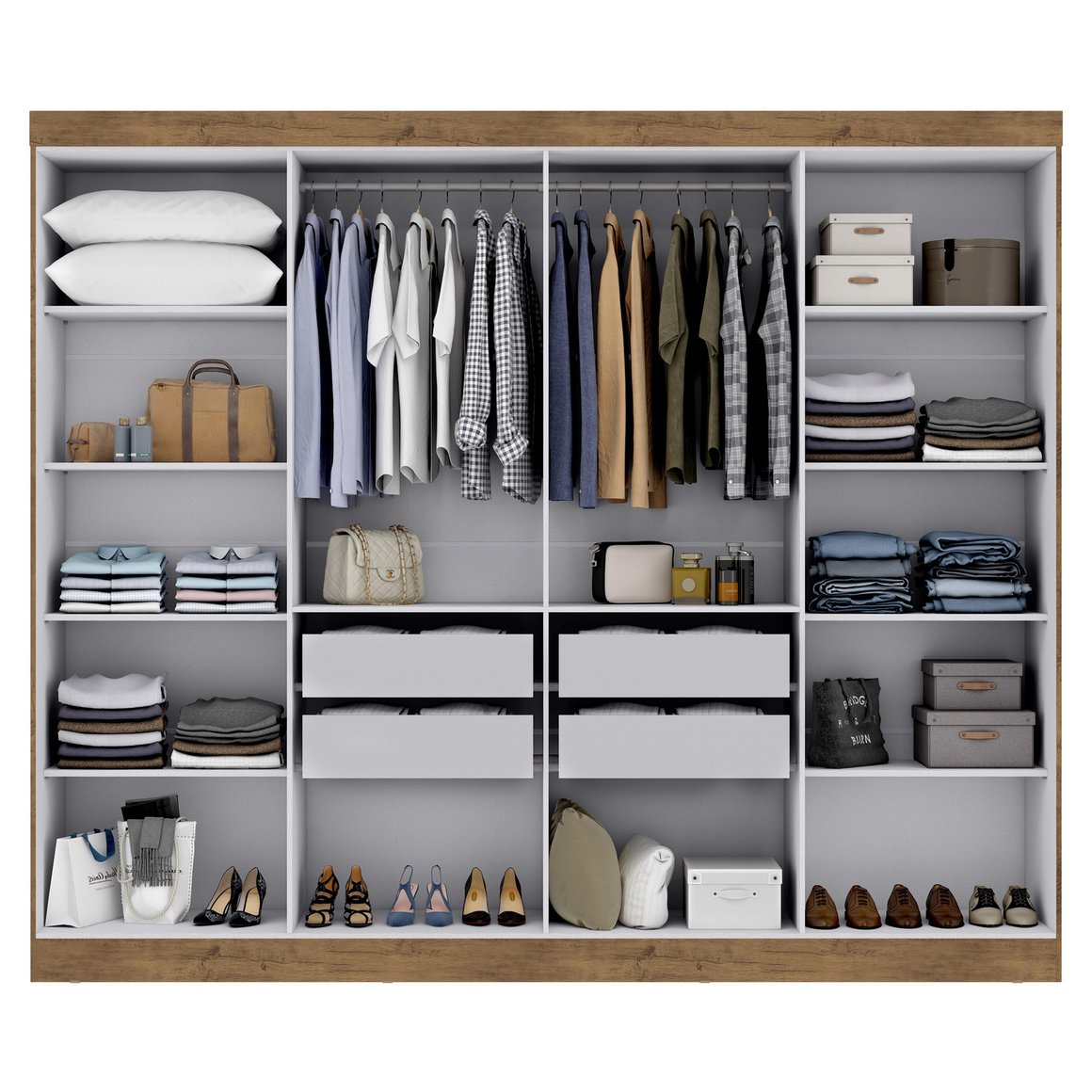 Clóset Paris 8 Puerta(s) 10 Repisa(s) 237x200x47 cm Beige/Café ...