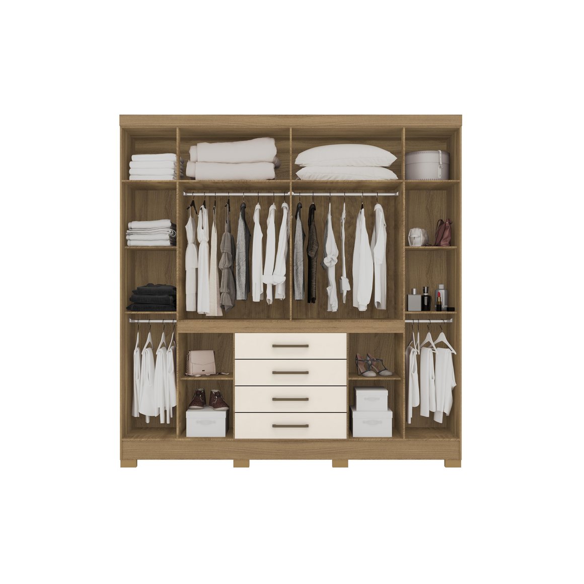 Clóset New Realce 8 Puerta(s) 6 Repisa(s) 201x217x47 cm Blanco/Café ...