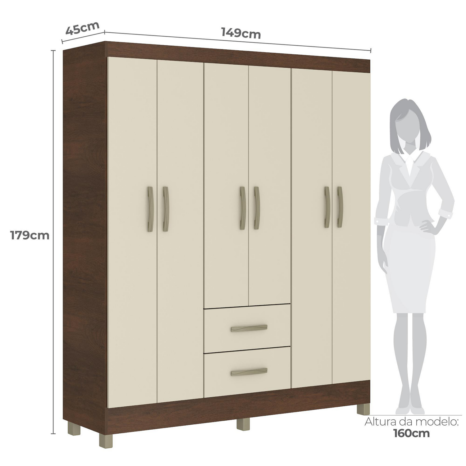 Combo 2 closet 6 puertas 2 cajones Rústico Champagne | Sodimac - Falabella