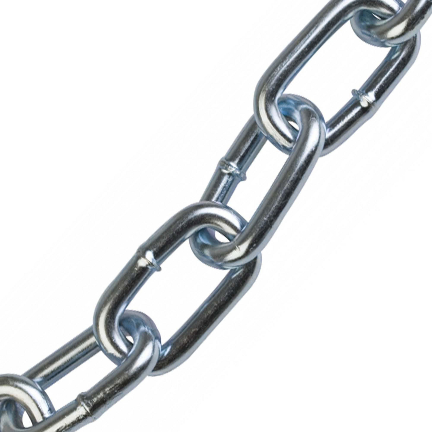 Cadena eslabón largo de acero 6mm x 2M zincado brillante en balde ...