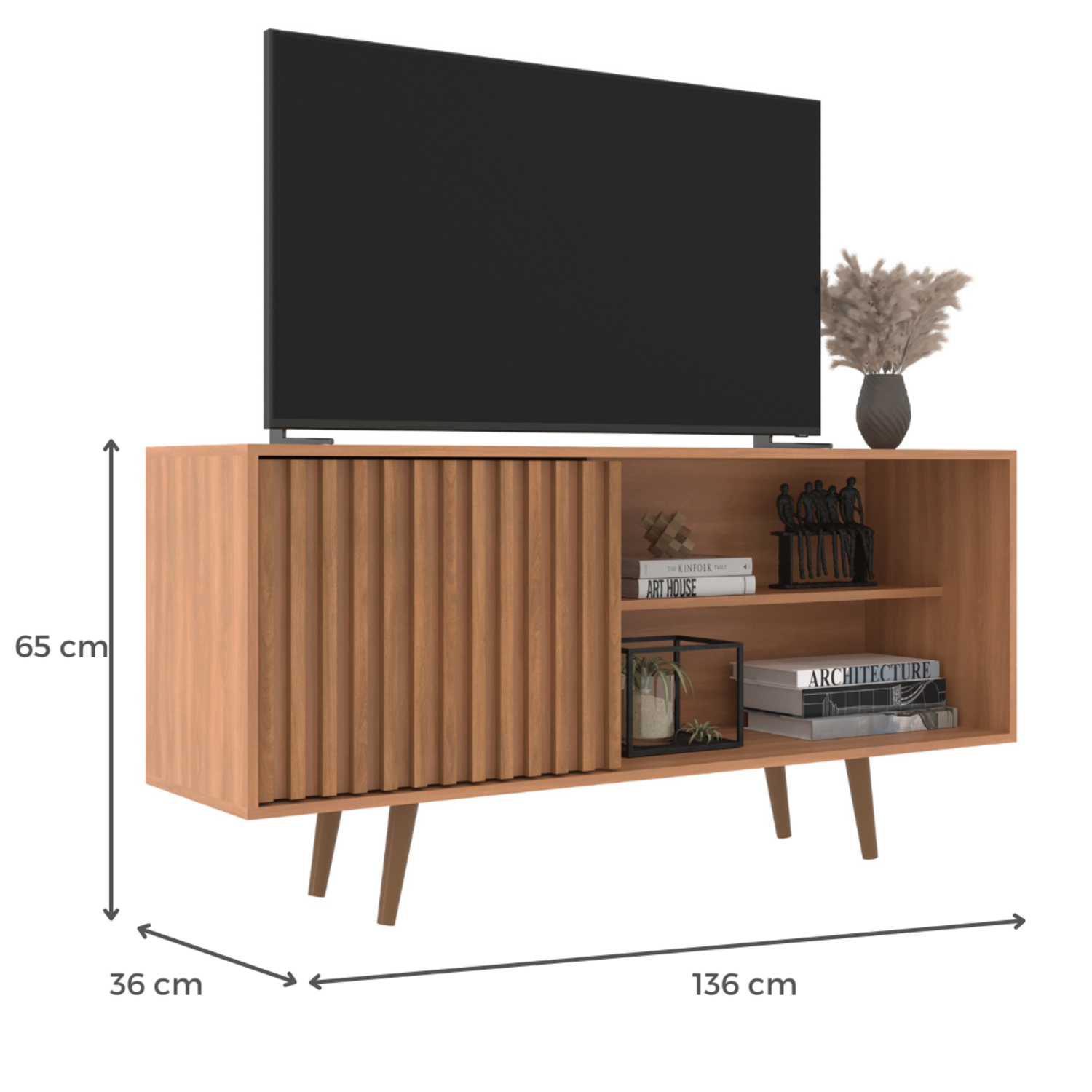 Rack TV 50 " 830CA Café 136x65x36 cm | Sodimac - Falabella