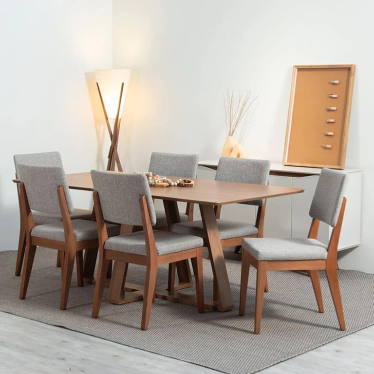 Comedor Avena 6 Sillas Mesa Rectangular 90x74x184 cm Natural | Sodimac - Falabella