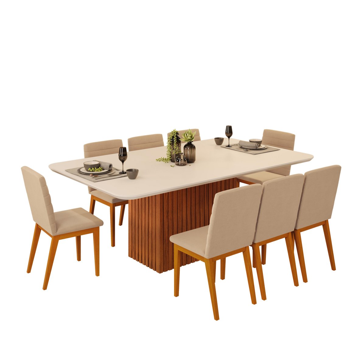 Comedor 8 Personas Rectangular 100x80x200 cm Blanco/Café | Sodimac ...