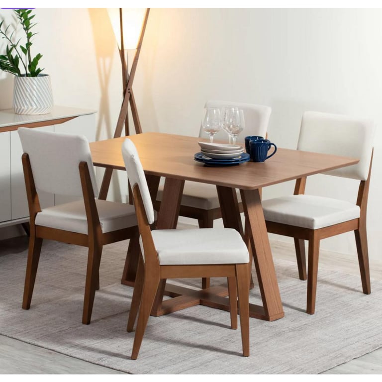 Juego de Comedor Avena 4 Sillas Mesa Rectangular 90x74,4x135 cm Cafe ...
