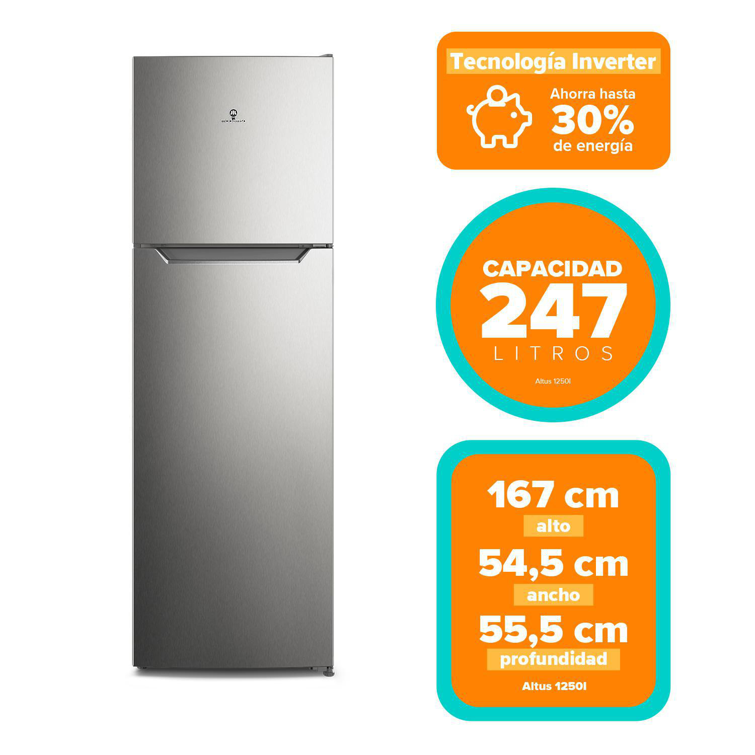 Refrigerador Top Freezer No Frost 247 Litros Inox Altus 1250I | Sodimac ...
