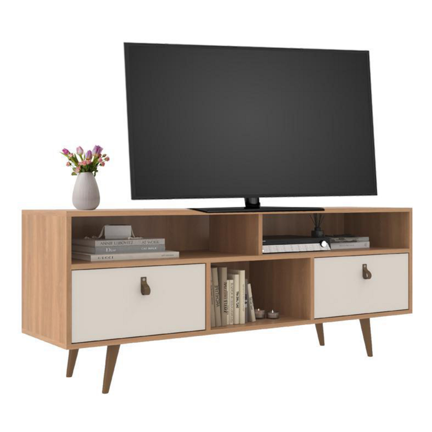 Rack TV 55 " 785CB Café 136x54x36 cm | Sodimac - Falabella